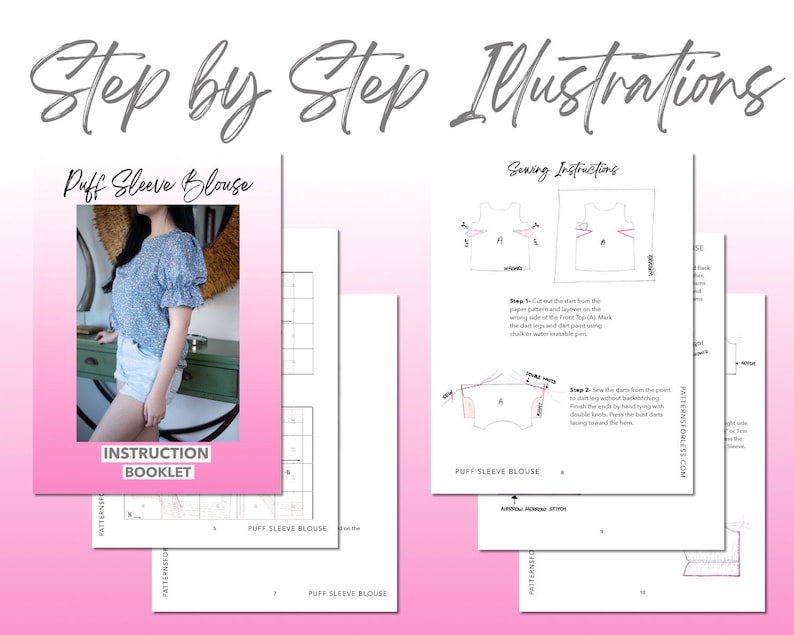 Puff Sleeve Blouse Sewing Pattern Blouse Pattern Women Top - Etsy
