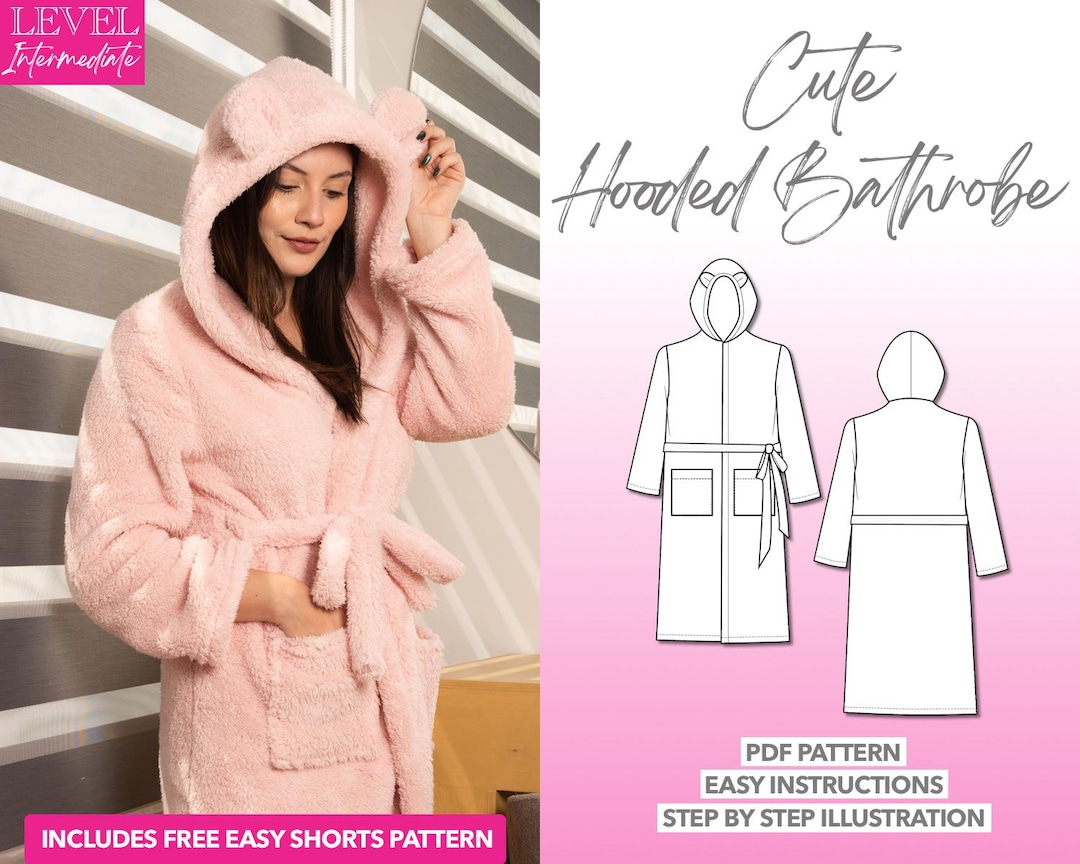 Hooded Bathrobe Sewing Pattern: Easy Loungewear (PDF Download XS-XXXL) - Etsy