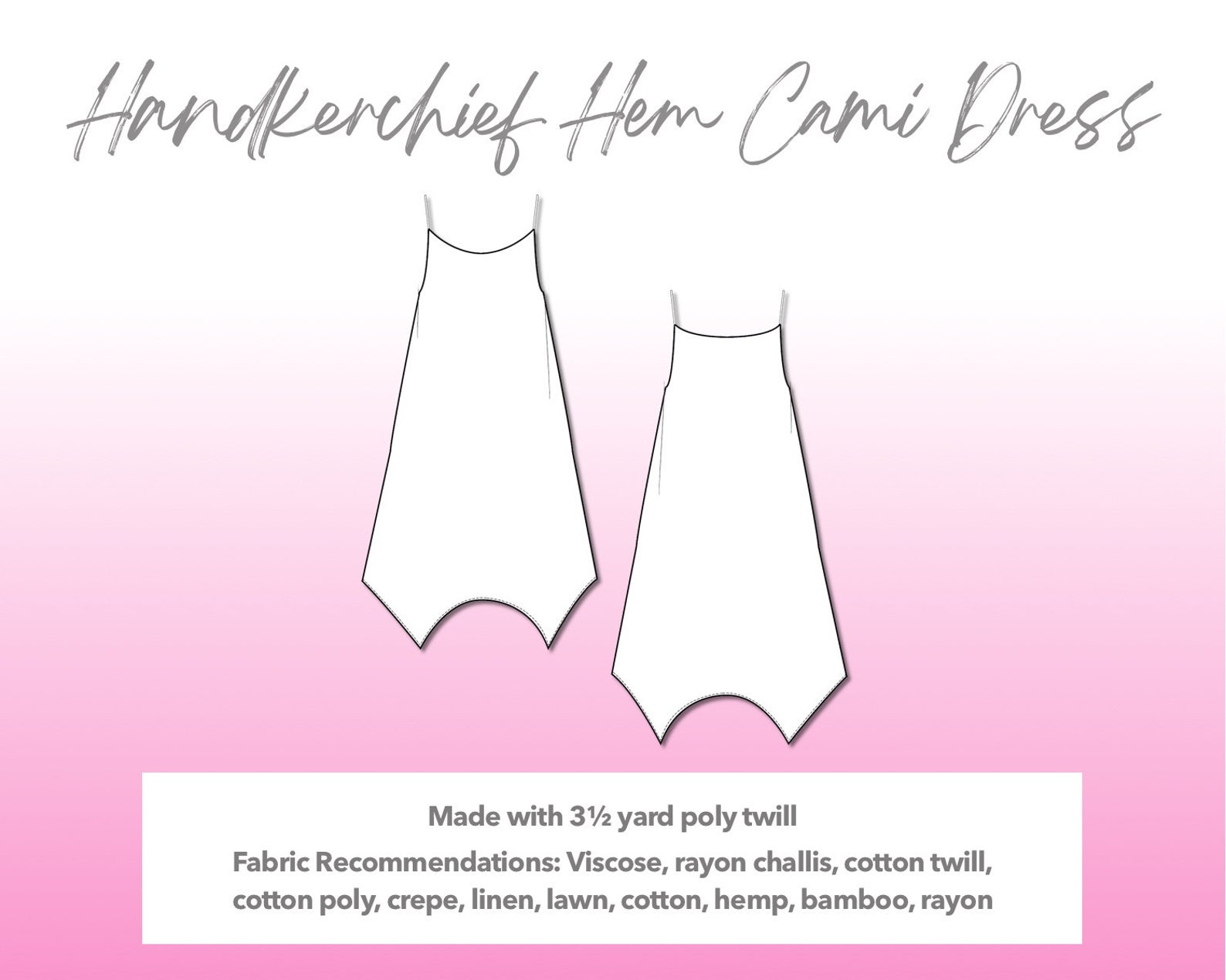 Handkerchief Hem Cami Dress Sewing Pattern: Women's Sizes XS-XXXL (PDF ...