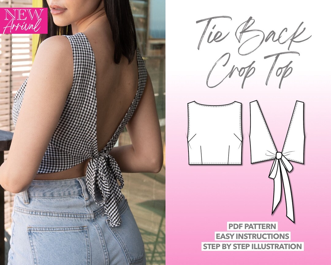 Tie Back Top Sewing Pattern Crop Top Pattern Open Back Sewing - Etsy