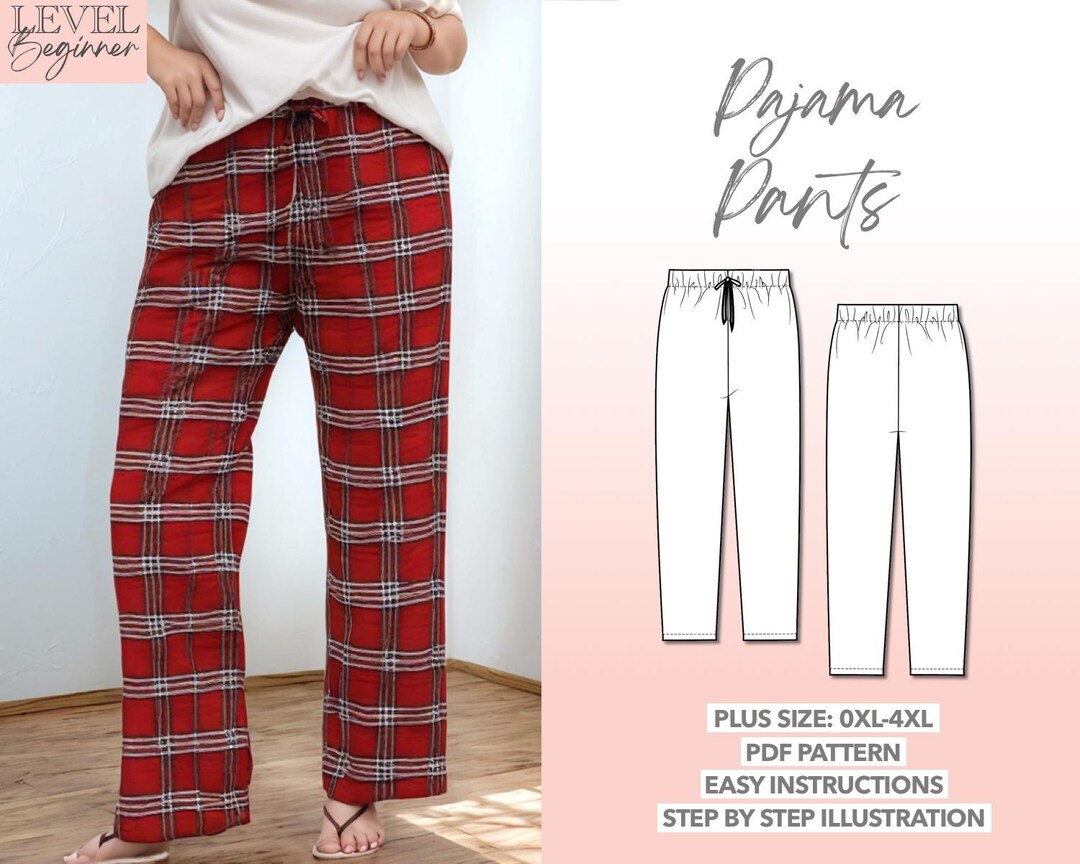 Plus Size Pajama Pants Sewing Pattern 0XL-4XL Pants PDF Pattern Women ...