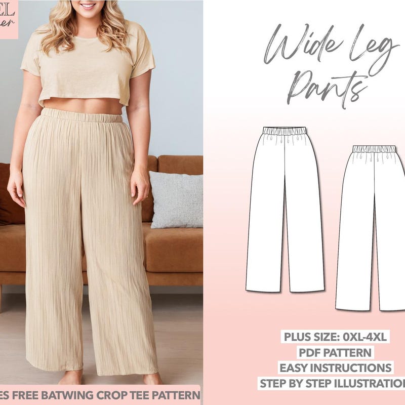 Plus Size Wide Leg Pants - Etsy