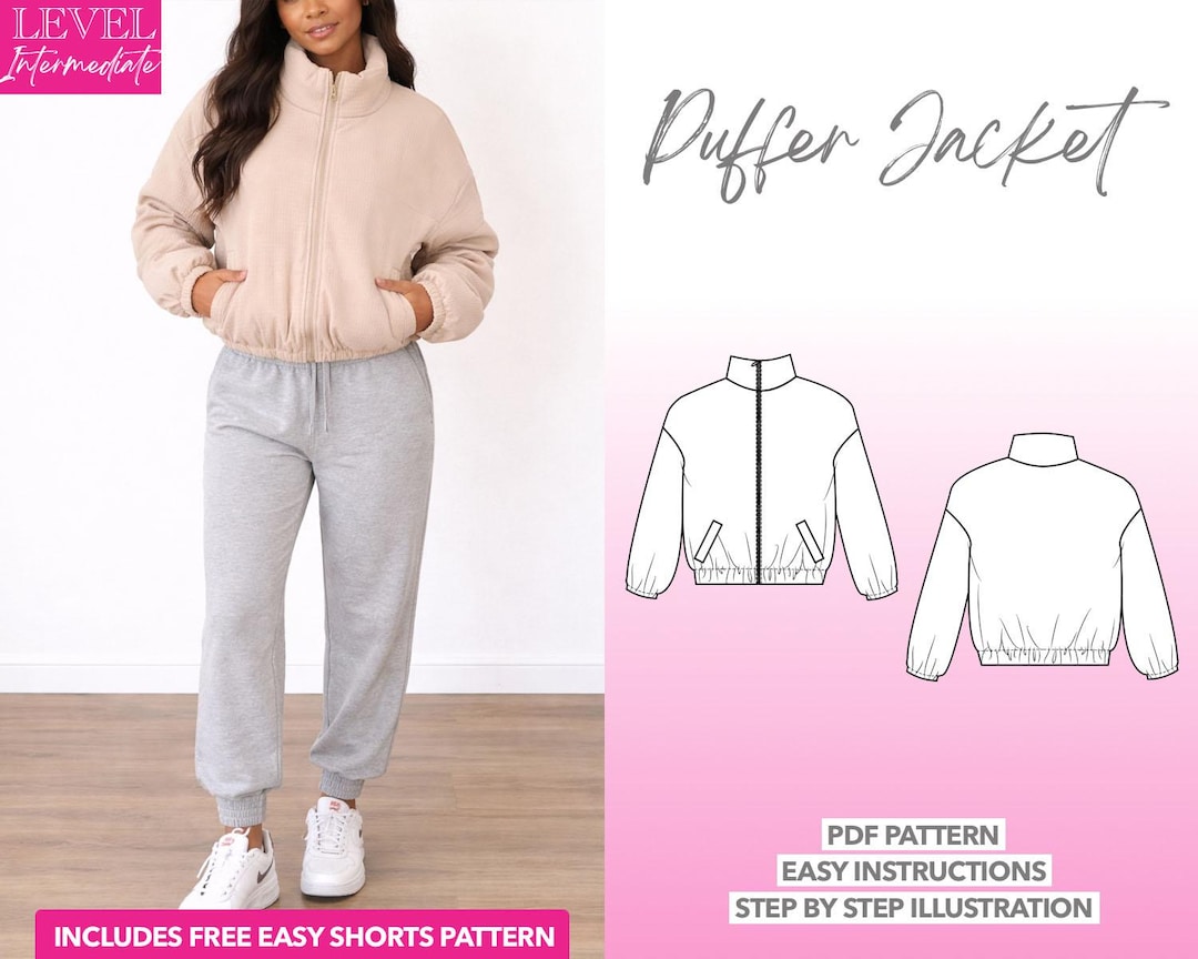 Puffer Jacket Sewing Pattern: Women's Zip up Coat (PDF Pattern XS-XXXL ...
