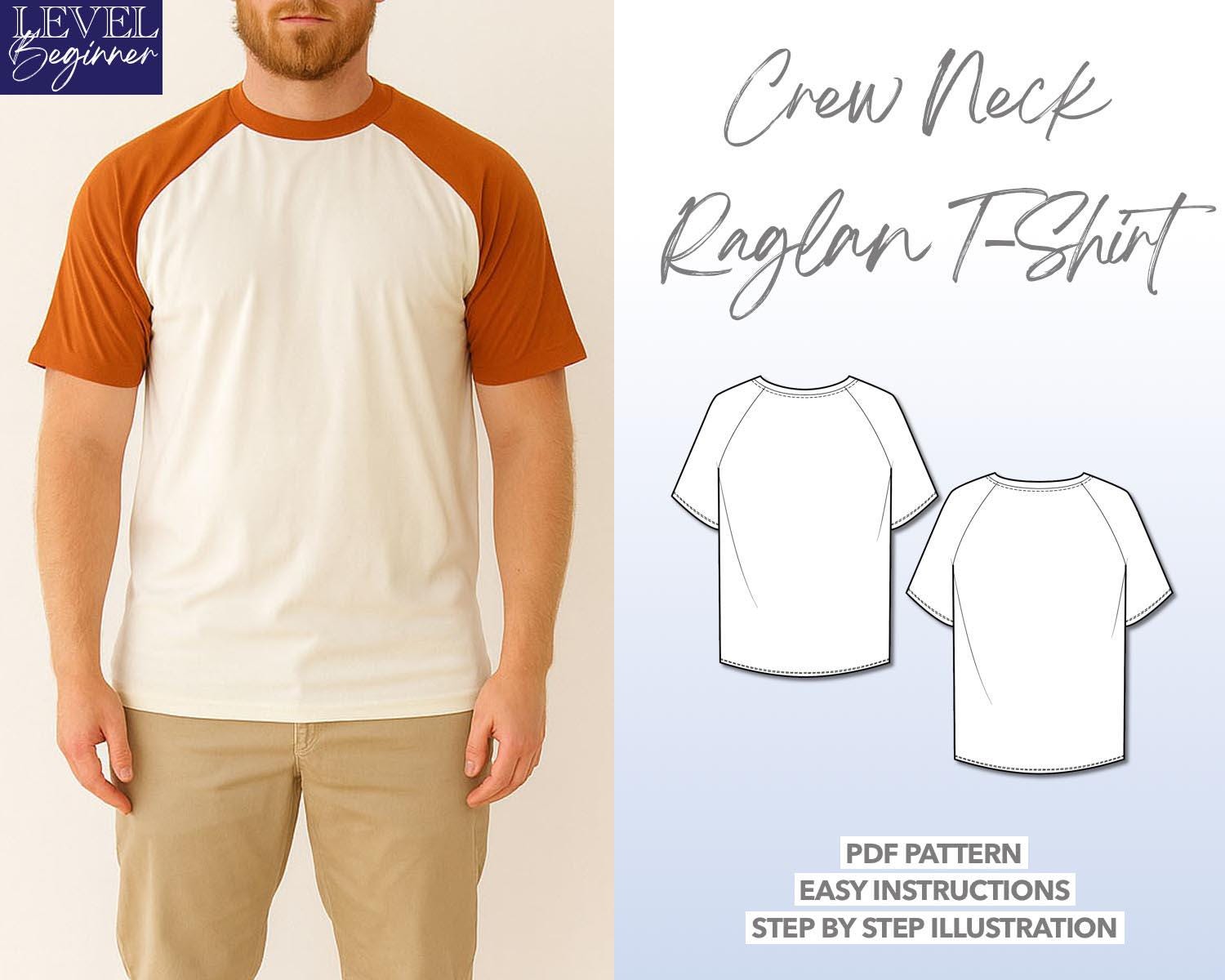 Men's Crew Neck Raglan T-shirt Sewing Pattern (PDF Pattern) - Etsy