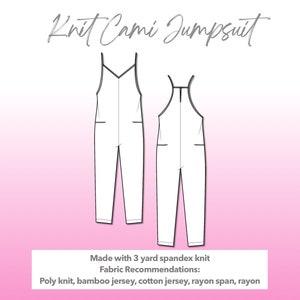 Overall Jumpsuit Sewing Pattern Knit Cami Jumpsuit PDF Pattern Comfy Overall Sewing Pattern ...