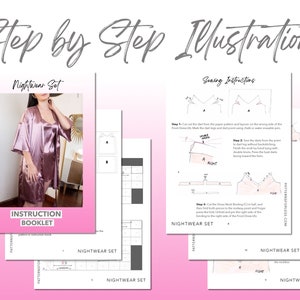 Nightwear Set Sewing Pattern Women Sleepwear Pattern Night Slip Dress ...
