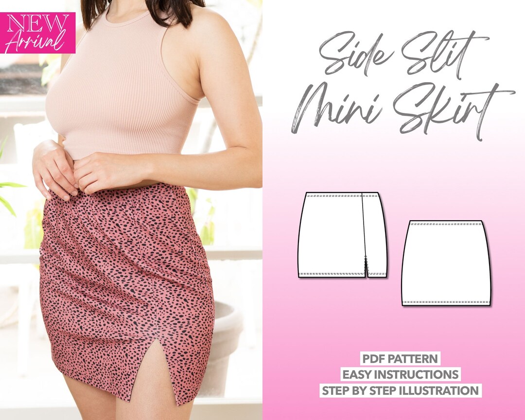 Skirt Sewing Pattern Slit Skirt Pattern Mini Skirt Pattern Etsy