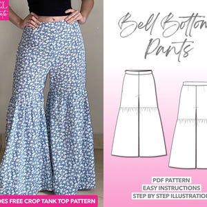 Bell Bottom Pants Sewing Pattern: High Waist Boho Style (PDF Pattern) - Etsy