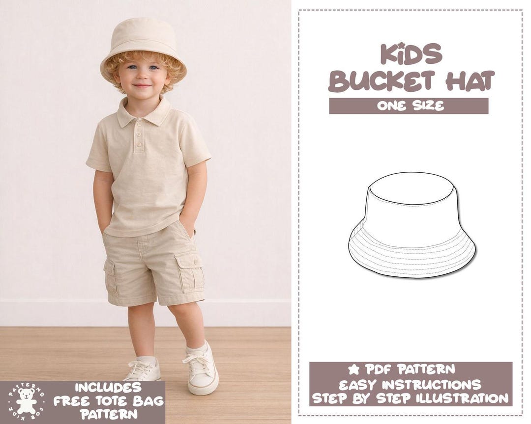 Kids Bucket Hat Sewing Pattern: Reversible One Size (PDF Pattern) - Etsy