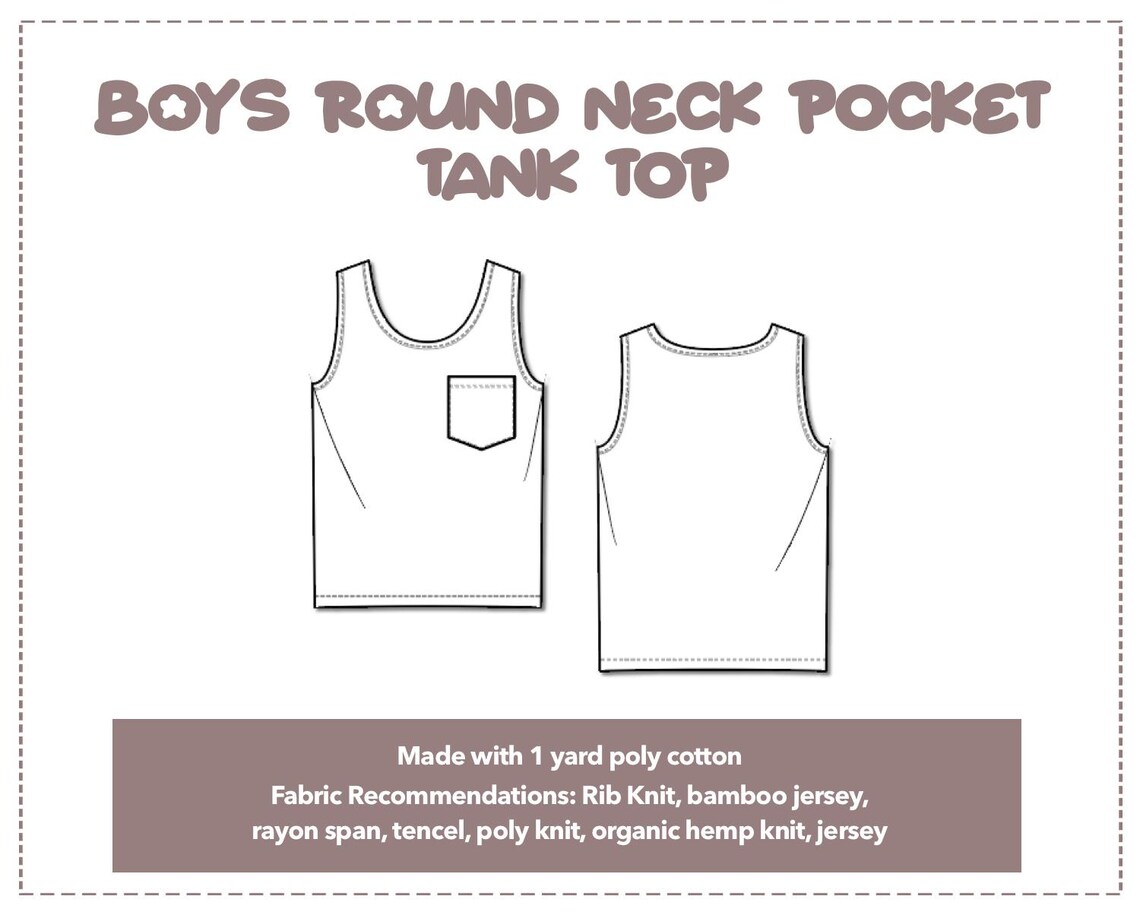Boys Pocket Tank Top Sewing Pattern (4Y-7Y) (PDF Pattern) - Etsy