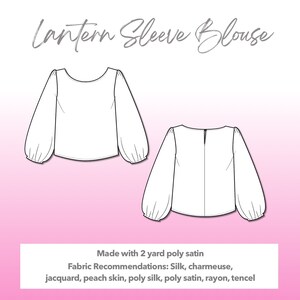 Lantern Sleeve Blouse Sewing Pattern: Women's Top (PDF Pattern, XS-XXXL ...
