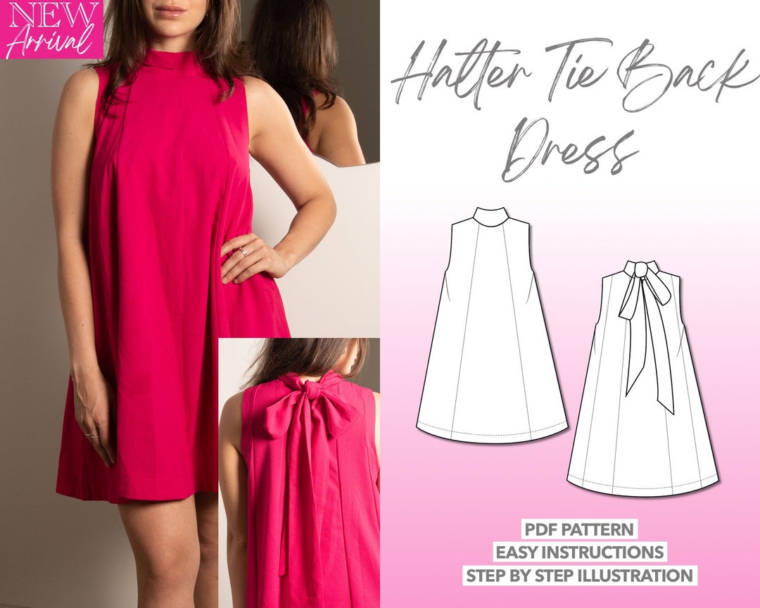 Dress Sewing Pattern Halter Tie Back Dress Pattern Women Sewing Pattern ...