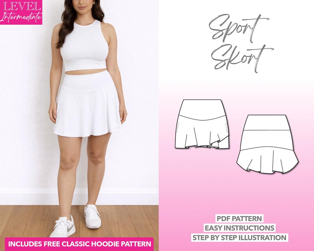 Sport Skort Sewing Pattern: Women's Knit Skirt, XS-XXXL (PDF Pattern ...