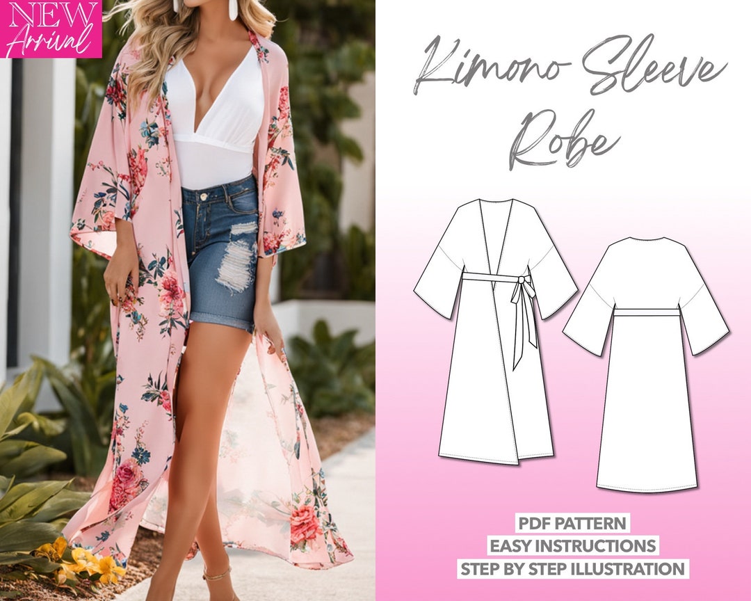 Robe Sewing Pattern Kimono Sleeve Robe Pattern Women Sewing Pattern ...