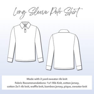 Top Sewing Pattern Long Sleeve Top Pattern Polo Shirt PDF Pattern Men ...
