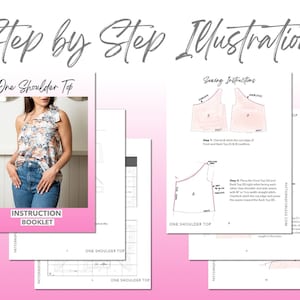 One Shoulder Top Sewing Pattern: Women's Blouse (PDF Pattern, XS-XXXL ...