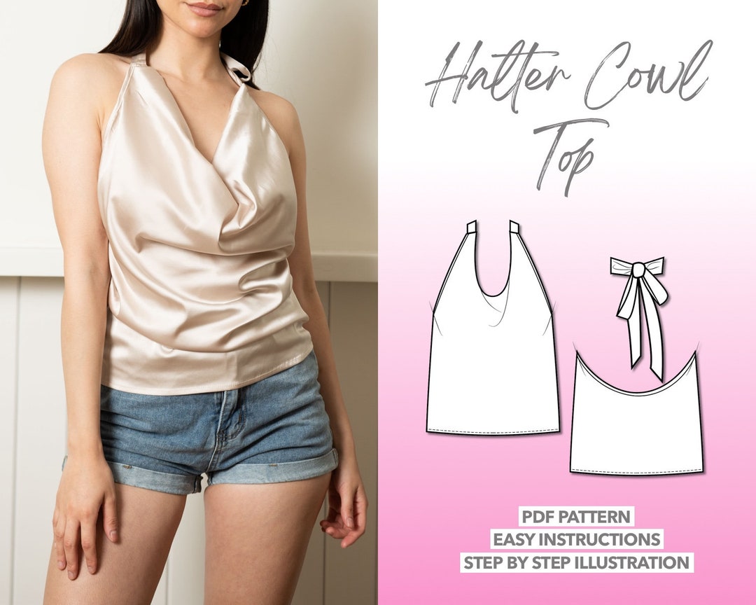 Top Sewing Pattern Cowl Top Pattern Halter Top Sewing Pattern Women Top PDF Pattern Cowl Neck ...