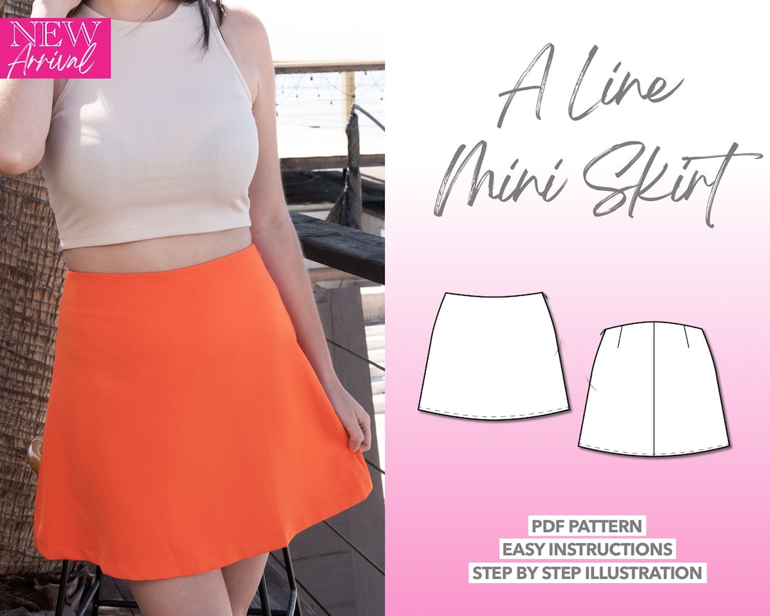 A Line Mini Skirt Sewing Pattern High Waist Skirt Pattern Mini - Etsy