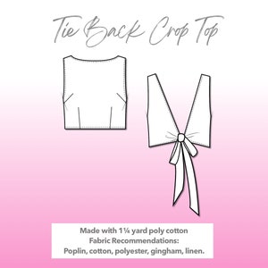 Tie Back Top Sewing Pattern Crop Top Pattern Open Back Sewing Pattern ...
