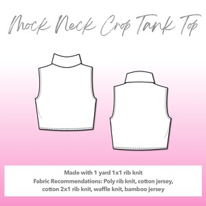 Mock Neck Crop Tank Top Sewing Pattern: Easy PDF Download (XS-XXXL) - Etsy