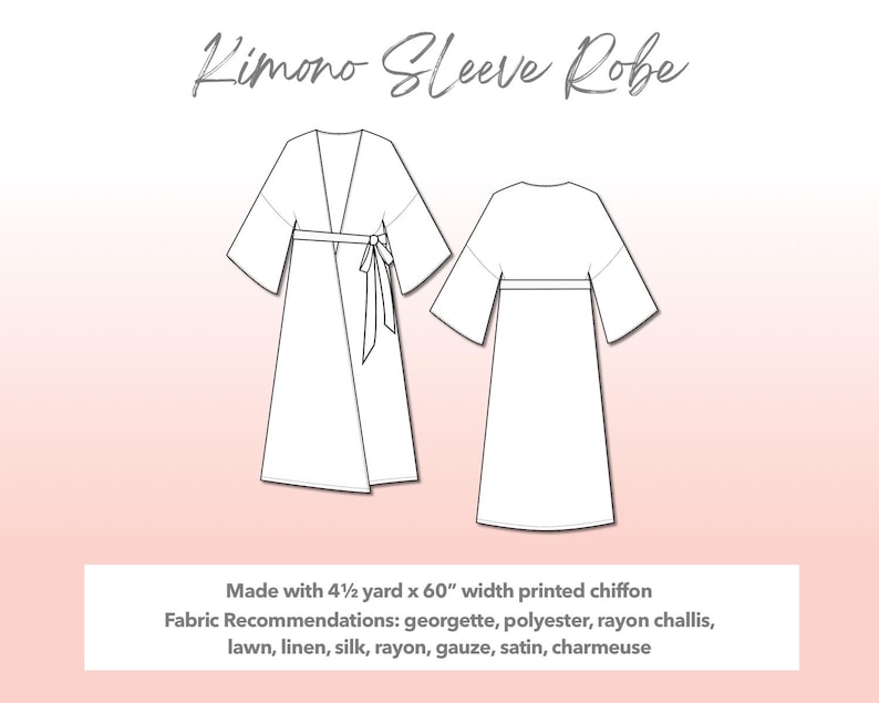 Plus Size Kimono Sleeve Maxi Robe Sewing Pattern 0XL-4XL (PDF Pattern ...