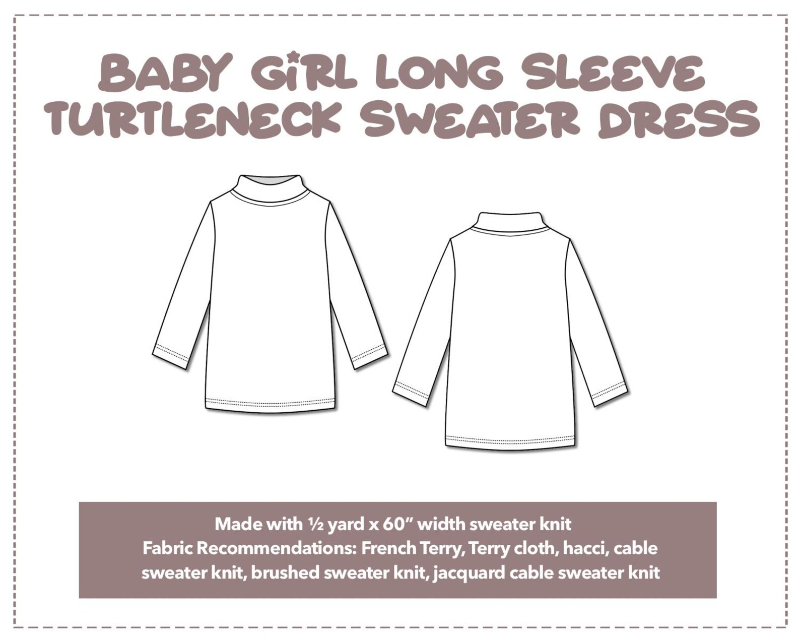 Baby Girl Turtleneck Sweater Dress Sewing Pattern (PDF Pattern) - Etsy