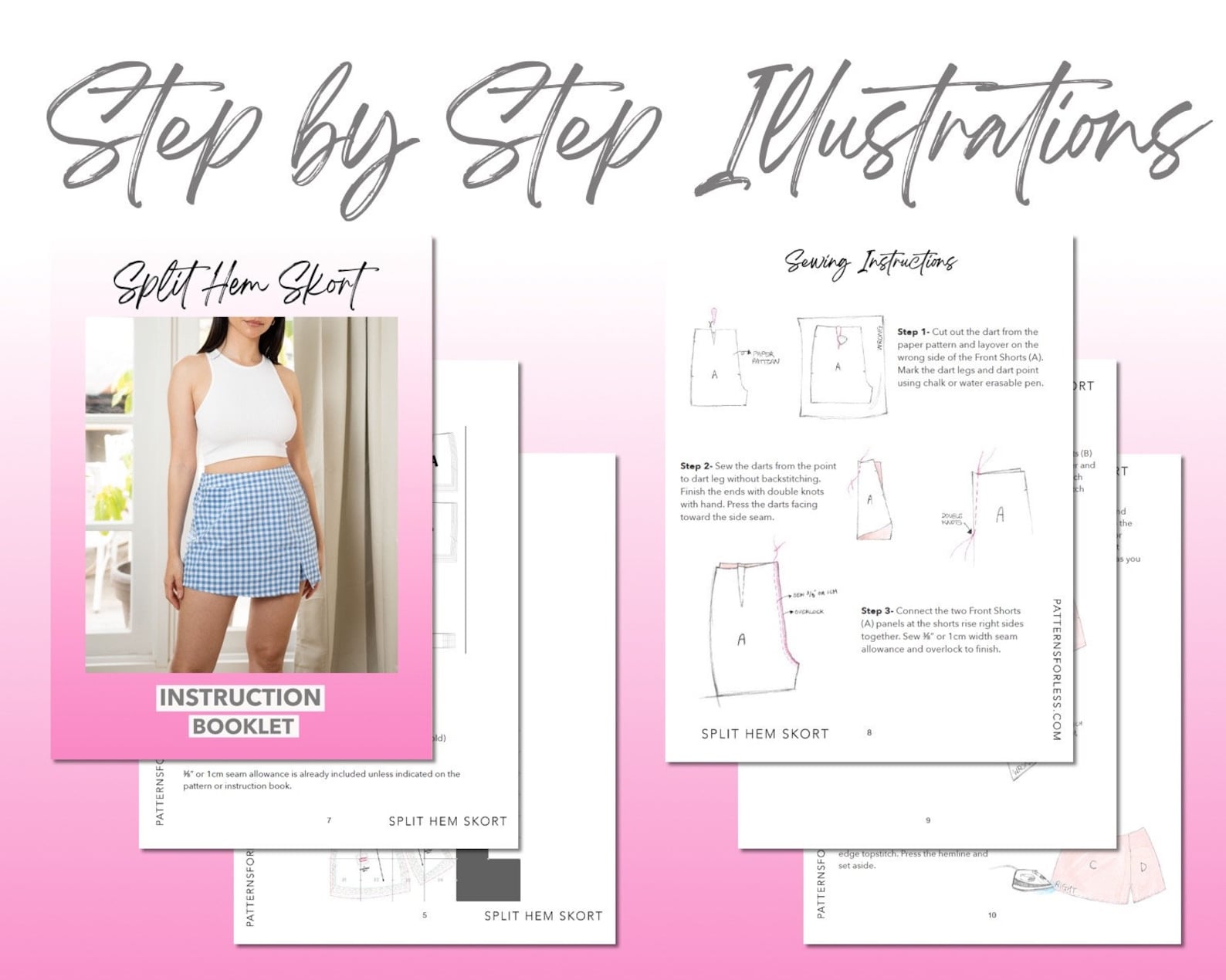 Skort Sewing Pattern Split Hem Skort Pattern Women Sewing Pattern Skirt ...