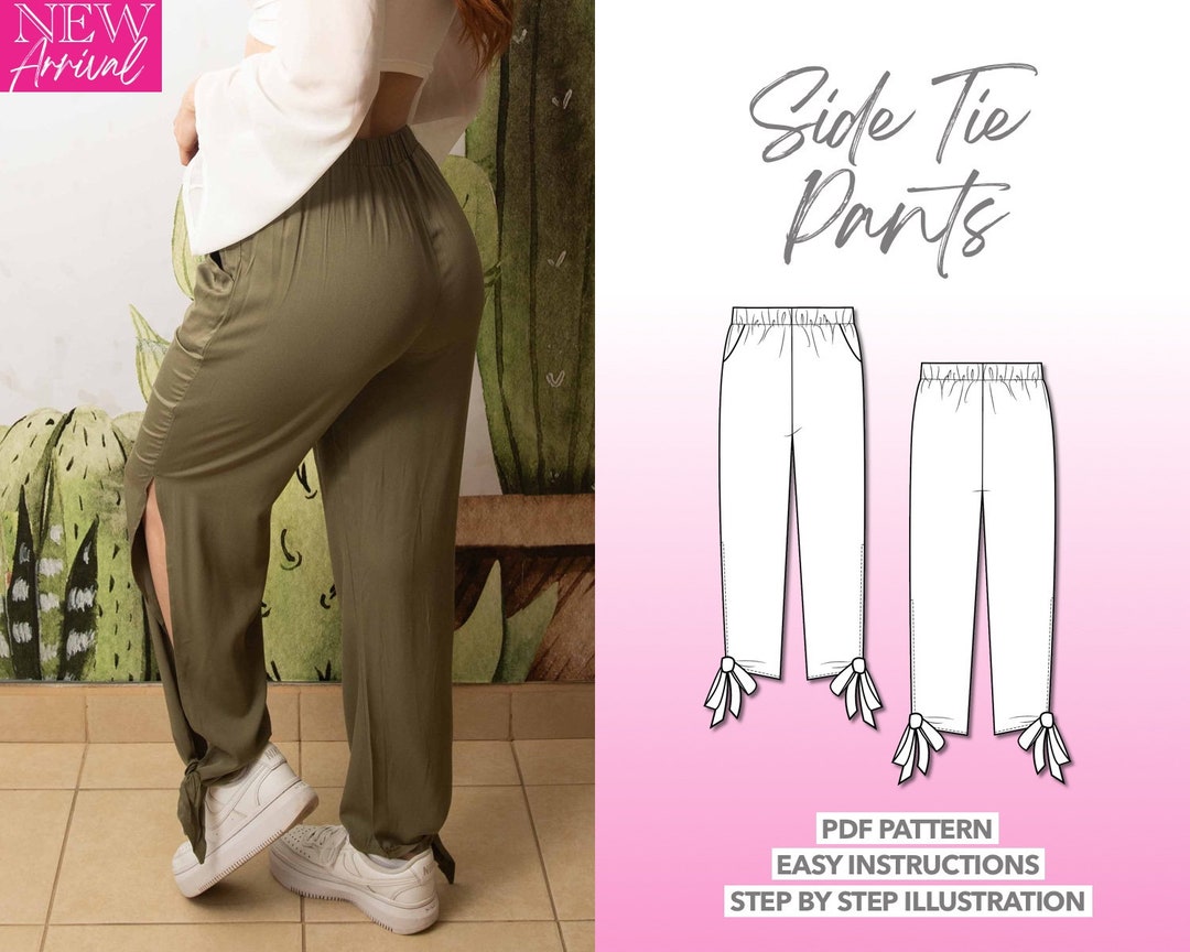Pants Sewing Pattern Side Tie Pants Pattern Women Sewing Pattern Boho ...