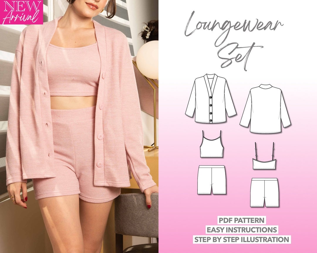 Loungewear Set Sewing Pattern Women PDF Pattern Cardigan Sewing Pattern ...