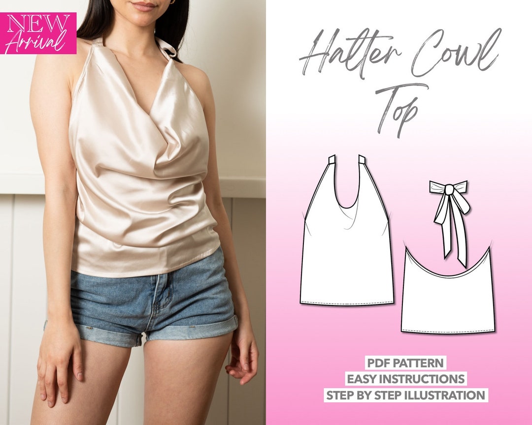 Top Sewing Pattern Cowl Top Pattern Halter Top Sewing Pattern - Etsy