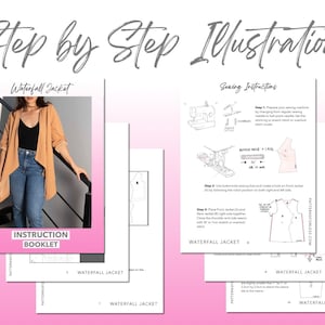 Waterfall Jacket Sewing Pattern: Asymmetrical Collar, XS-XXXL (PDF ...