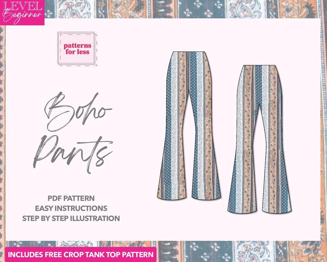 Pants Sewing Pattern Boho Pants PDF Pattern Knit Pants Sewing Pattern ...