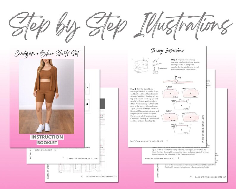 Cardigan and Biker Shorts Sewing Pattern: Loungewear Set (PDF Pattern ...