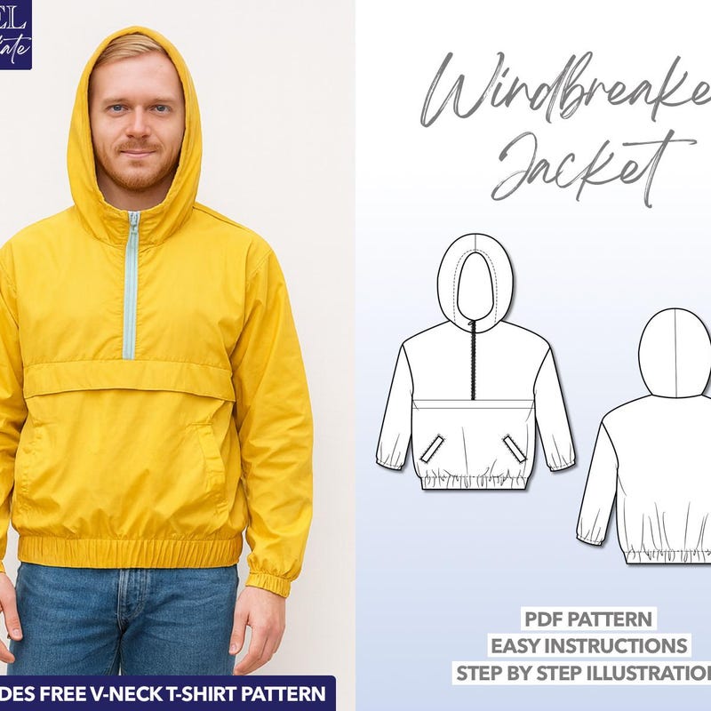 Windbreaker Pattern Men - Etsy UK