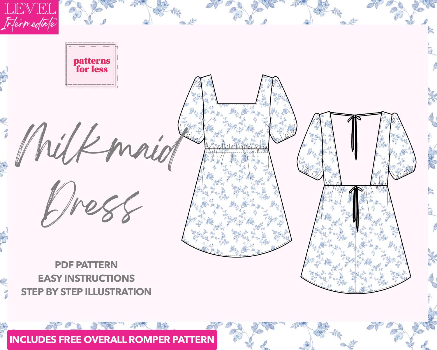 Milkmaid Mini Dress Sewing Pattern: Puff Sleeve Cottagecore (PDF) - Etsy