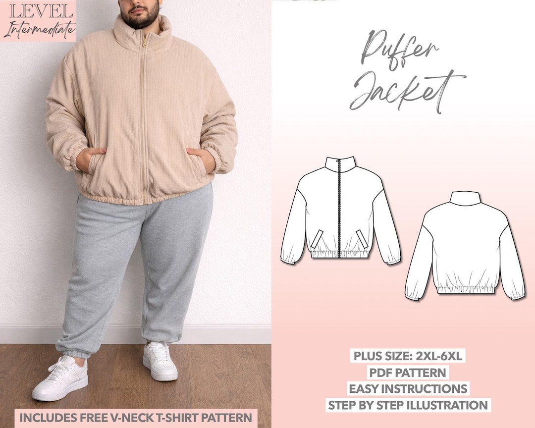 Plus Size Mens Puffer Jacket Sewing Pattern (2XL-6XL) - PDF Download - Etsy