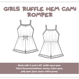Girls Romper Sewing Pattern 1Y-8Y Ruffle Hem Romper PDF Pattern Kids ...