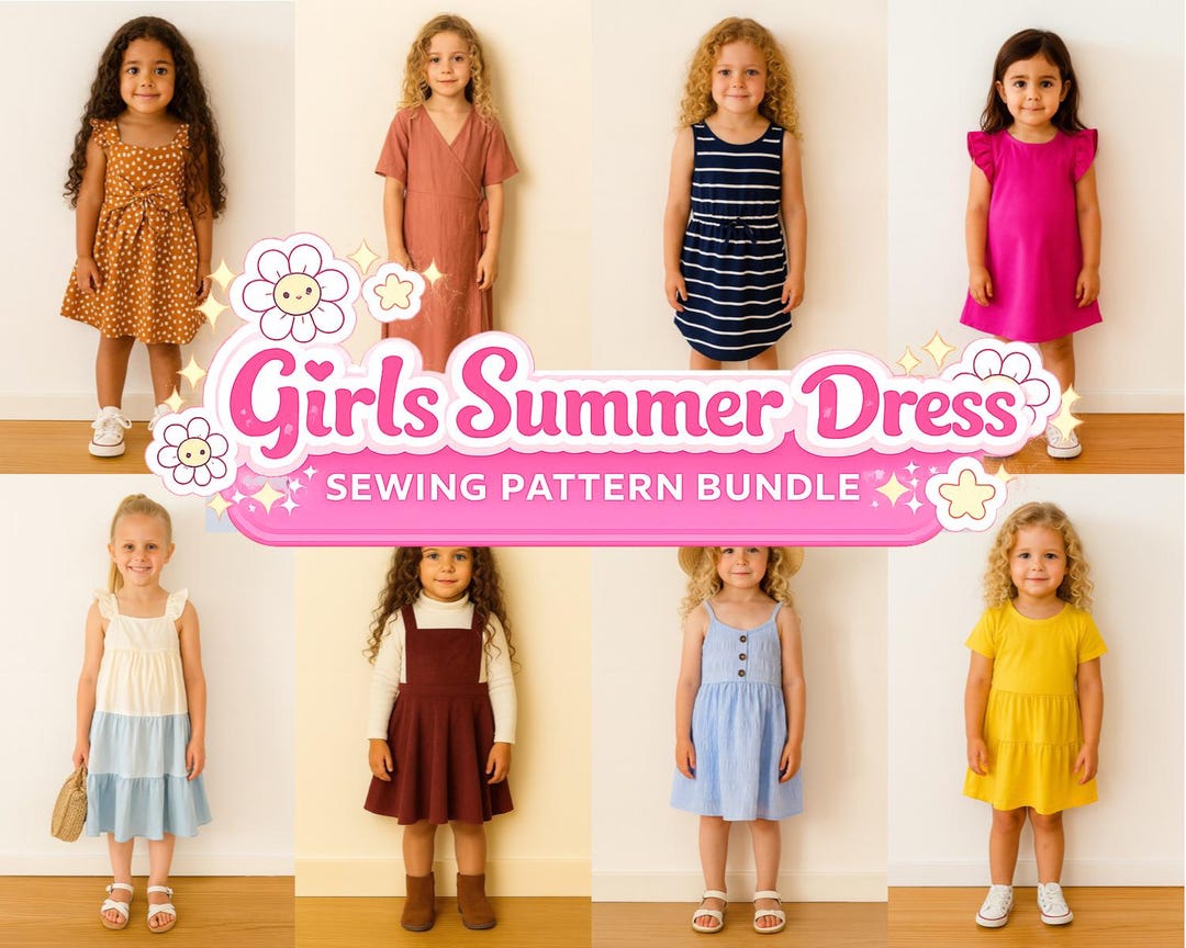 Girls Summer Dress Sewing Pattern Bundle (PDF Download): Sizes 1Y-8Y - Etsy