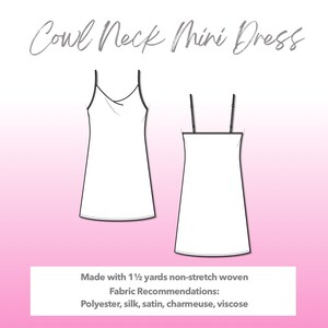 Cowl Neck Mini Dress Sewing Pattern: Easy PDF (XS-XXXL) - Etsy