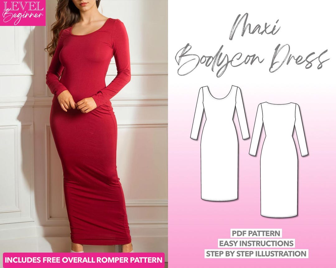 Dress Sewing Pattern Bodycon Dress PDF Pattern Women Sewing Pattern ...