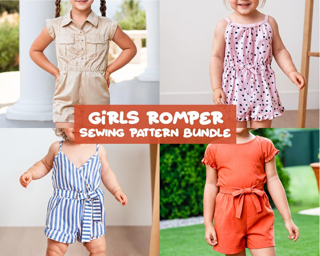 Girls Romper Sewing Patterns 1Y-8Y Kids Romper Pattern Playsuit Sewing ...