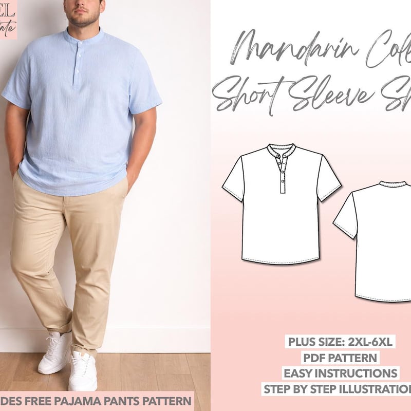 Linen Banded Collar Shirt - Etsy