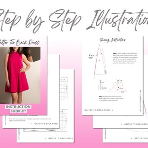 Dress Sewing Pattern Halter Tie Back Dress Pattern Women Sewing Pattern ...