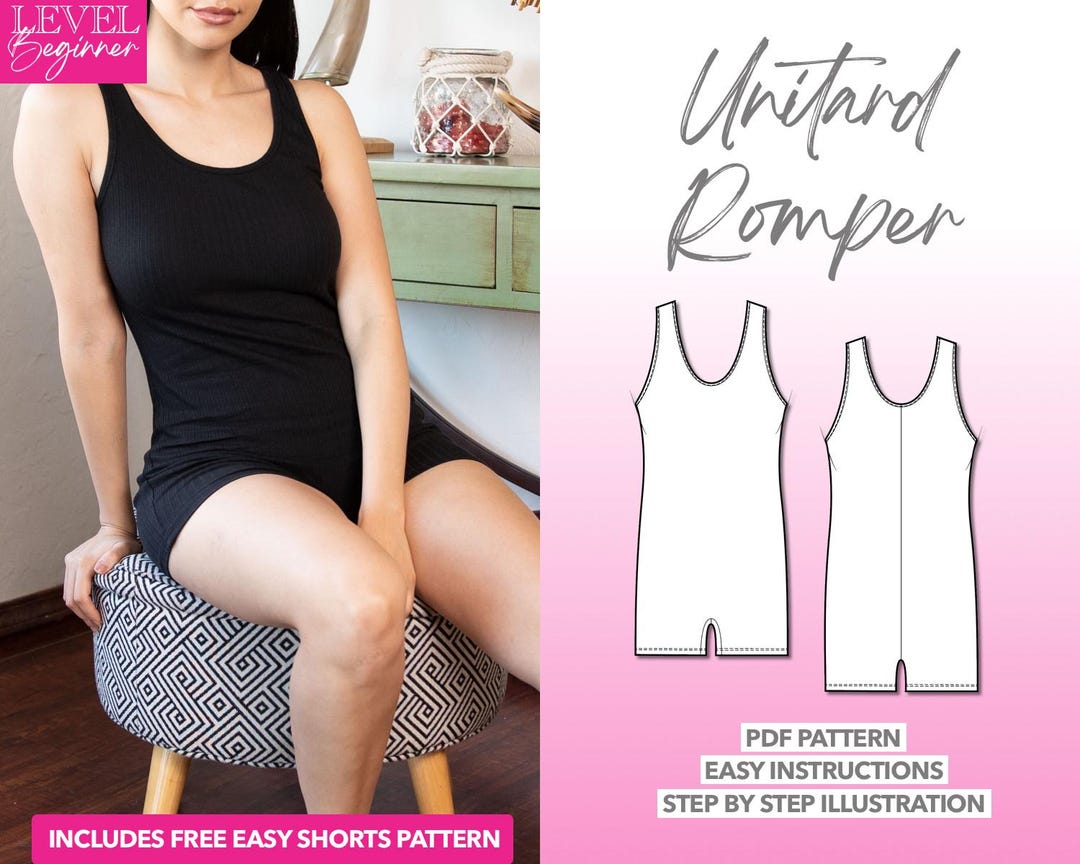 Romper Sewing Pattern Unitard Romper Pattern Stretchy Short Unitard Sewing Pattern Jumpsuit ...