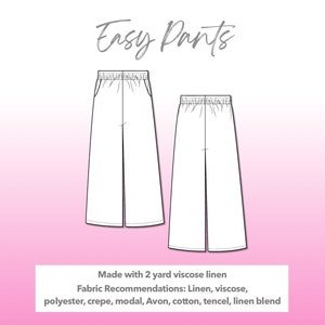 Wide Leg Pocket Pants Sewing Pattern: Easy PDF (XS-XXXL) + Bonus Crop ...