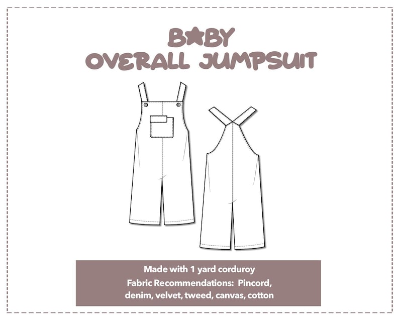 Baby Overall Jumpsuit Sewing Pattern 6M-3Y (PDF Pattern) - Etsy