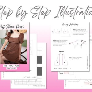 Puff Sleeve Dress Sewing Pattern Women Dress Pattern Backless Dress ...