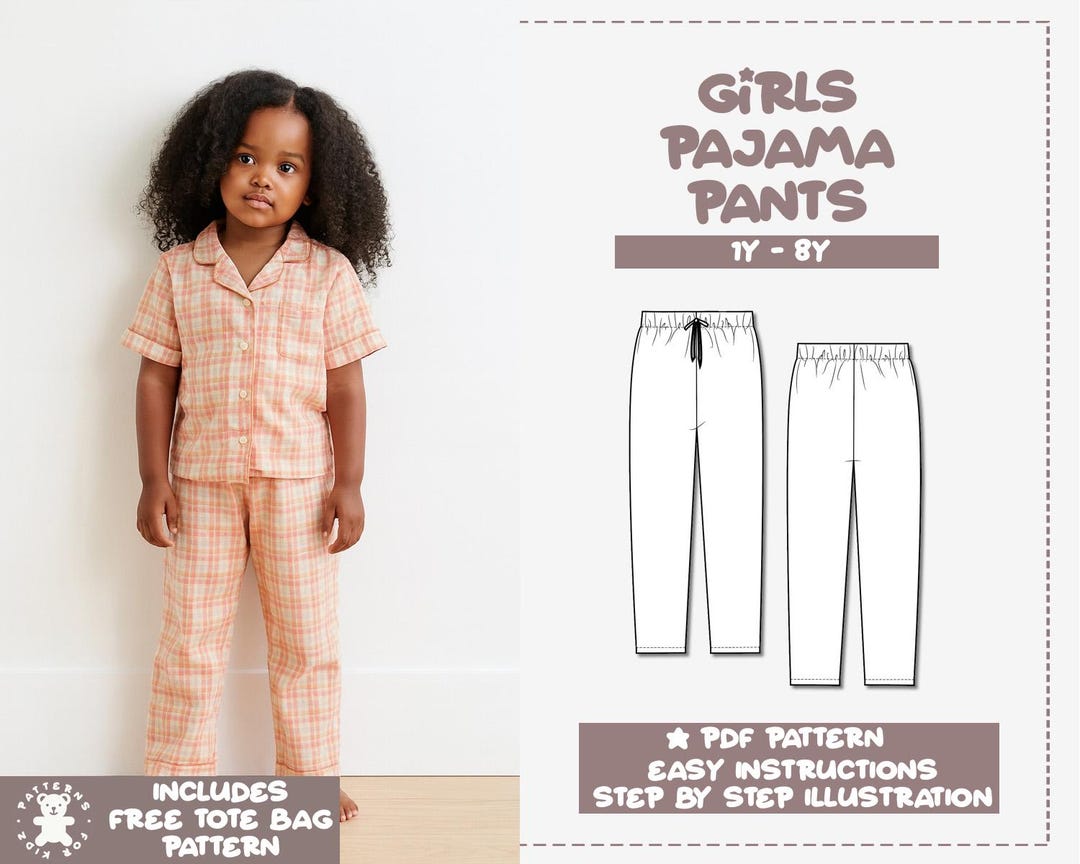 Girls Pajama Pants Sewing Pattern: PDF Download (sizes 1Y-8Y) - Etsy
