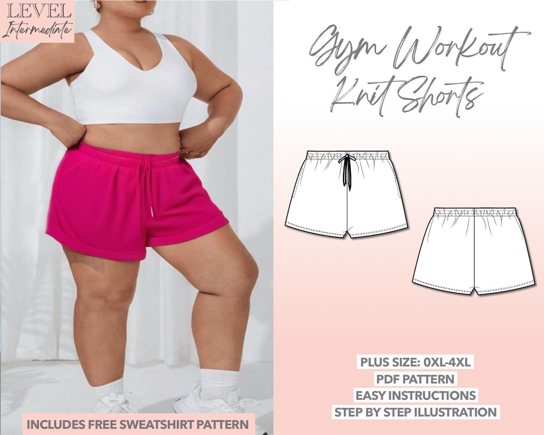 Plus Size Gym Shorts Sewing Pattern 0XL-4XL (PDF Pattern) - Etsy