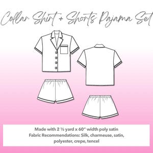 Pajama Set Sewing Pattern: Collar Shirt & Shorts (PDF Pattern, XS-XXXL ...